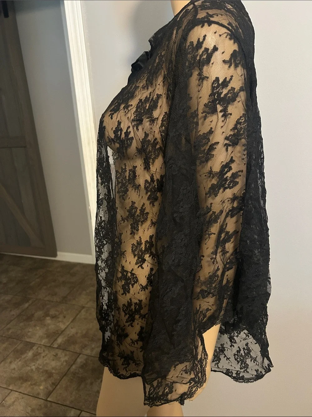 Sears | Intimates & Sleepwear | Sears Black Vintabe Sheer Floral Lace ...